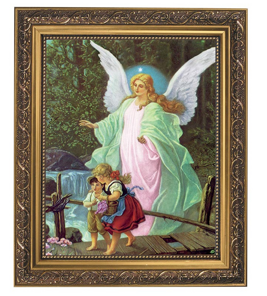 Guardian Angel With Children Print in Ornate Frame – Beattitudes ...