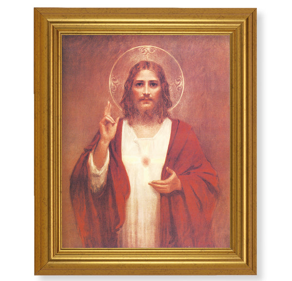 Sacred Heart Of Jesus Print In Gold Beveled Frame – Beattitudes ...
