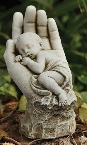 In The Palm of Gods Hand Memorial Miscarriage Baby Statue – Beattitudes ...
