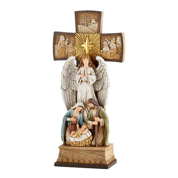 Holy Family Nativity Cross With Angel – Beattitudes Religious Gifts