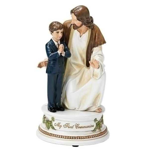 First Communion Little Boy With Jesus Musical Figure The Lords Prayer ...