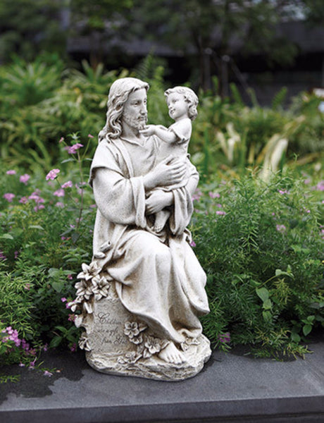 Jesus Holding Little Child Garden Statue – Beattitudes Religious Gifts
