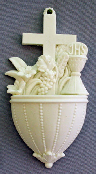 Communion Font With Lilies And Chalice In White Alabaster – Beattitudes ...